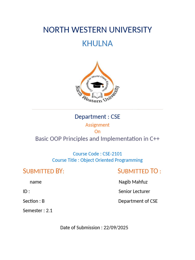 Assignment Cover Page North Western University | PDF