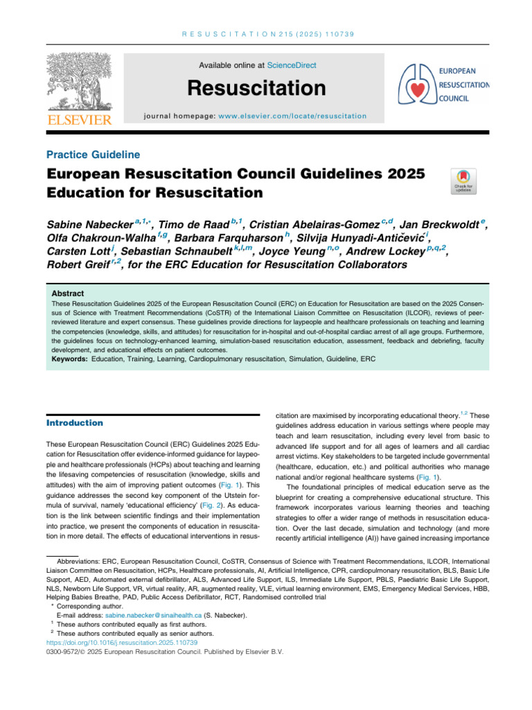 European Resuscitation Council Guidelines 2025 Edu | PDF ...