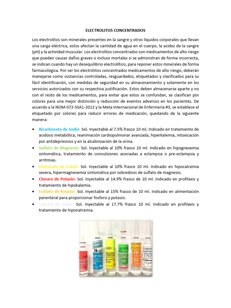 Electrolitos Concentrados | PDF