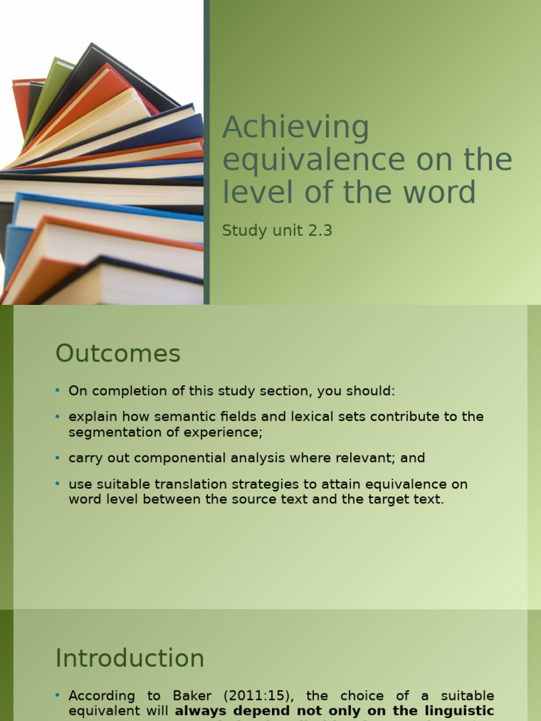 Achieving Equivalence On The Level of The Word | PDF | Semantics | Translations