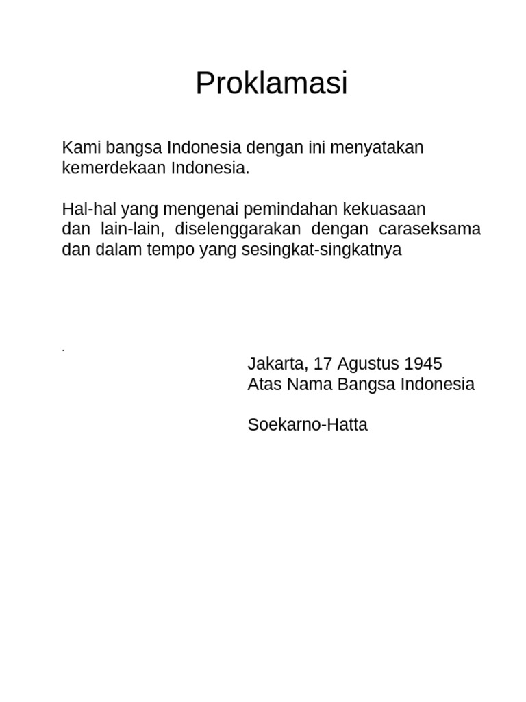 Proklamasi Kemerdekaan Indonesia 1945 | PDF