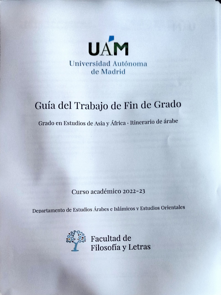 Guía TFG Grado en Estudios de Árabe UAM | PDF | Metodología | Conocimiento