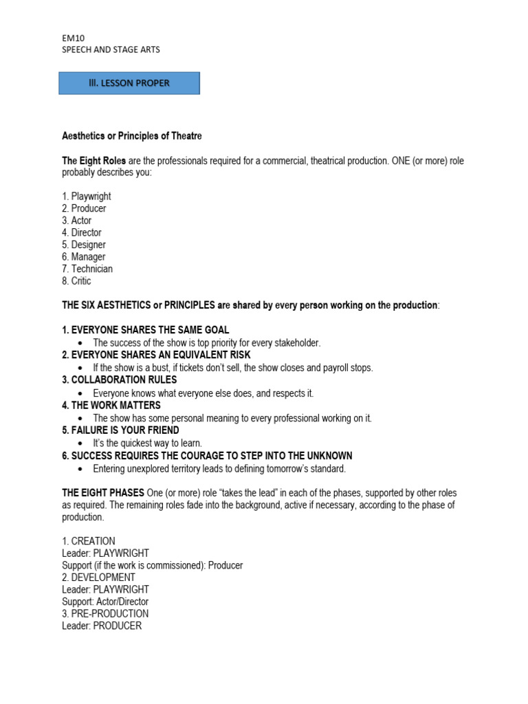 EM10 Module 14 Lesson Proper | PDF | Audition | Theatre