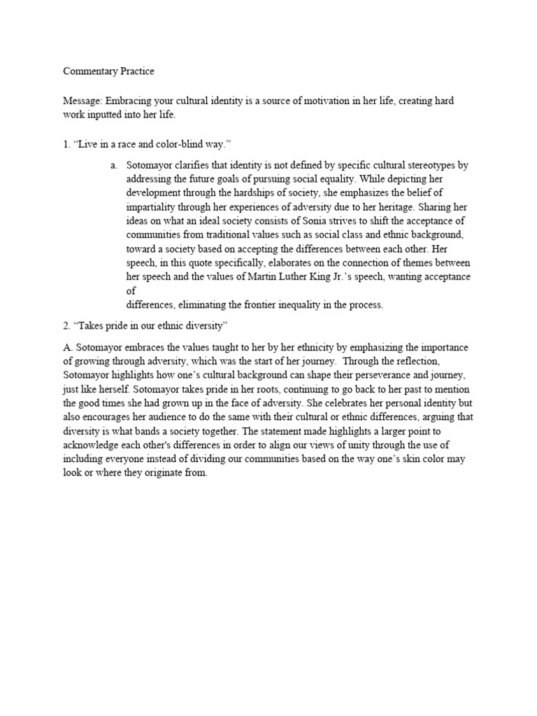 Sotomayor Commentary Practice | PDF