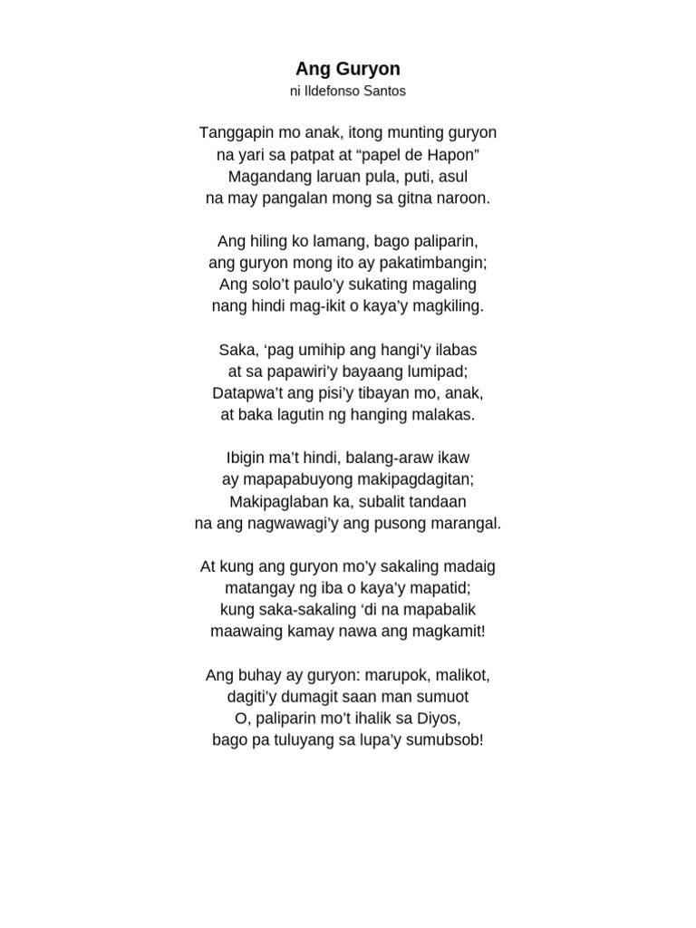 (Tula) Ang Guryon | PDF