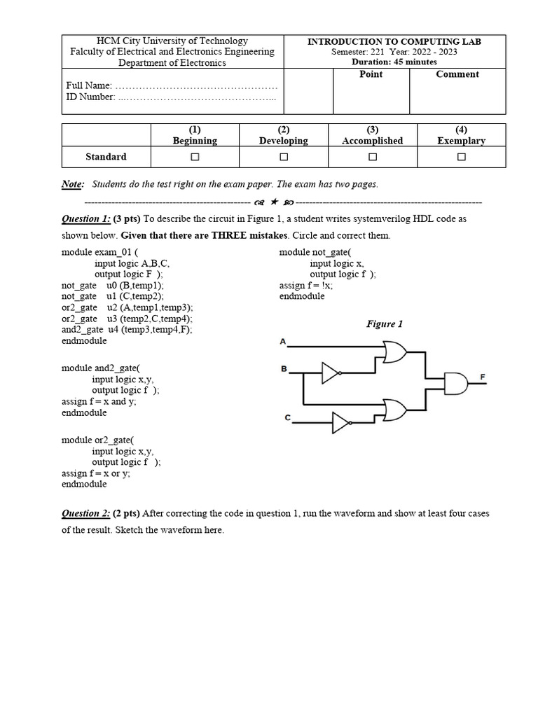 HDL Exam Example | PDF