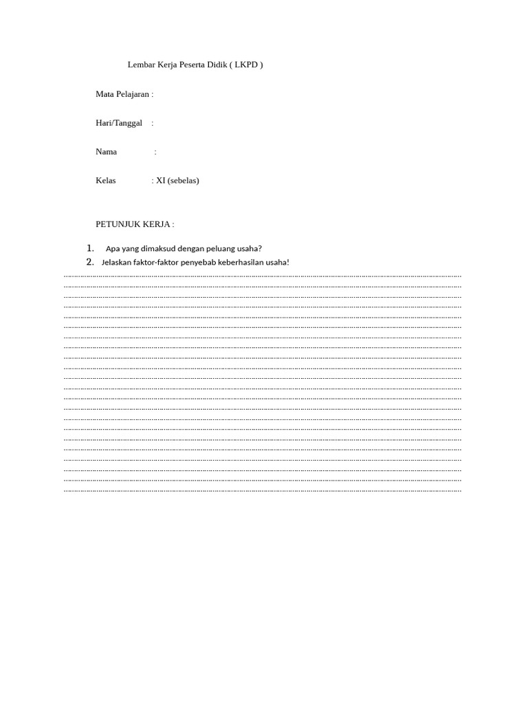 LKPD Peluang Usaha | PDF