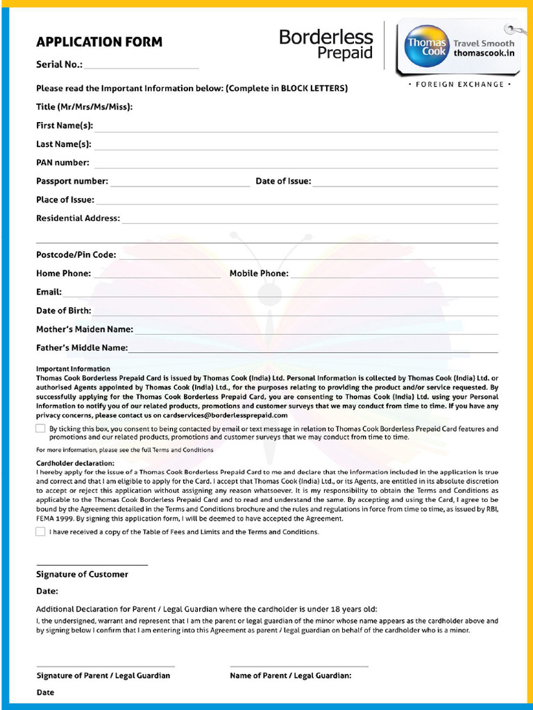 Forex Card Application - Form | PDF