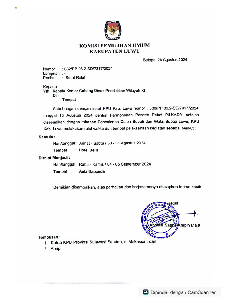 Surat Ralat Untuk Cabang Dinas Pendidikan Wilayah XI | PDF