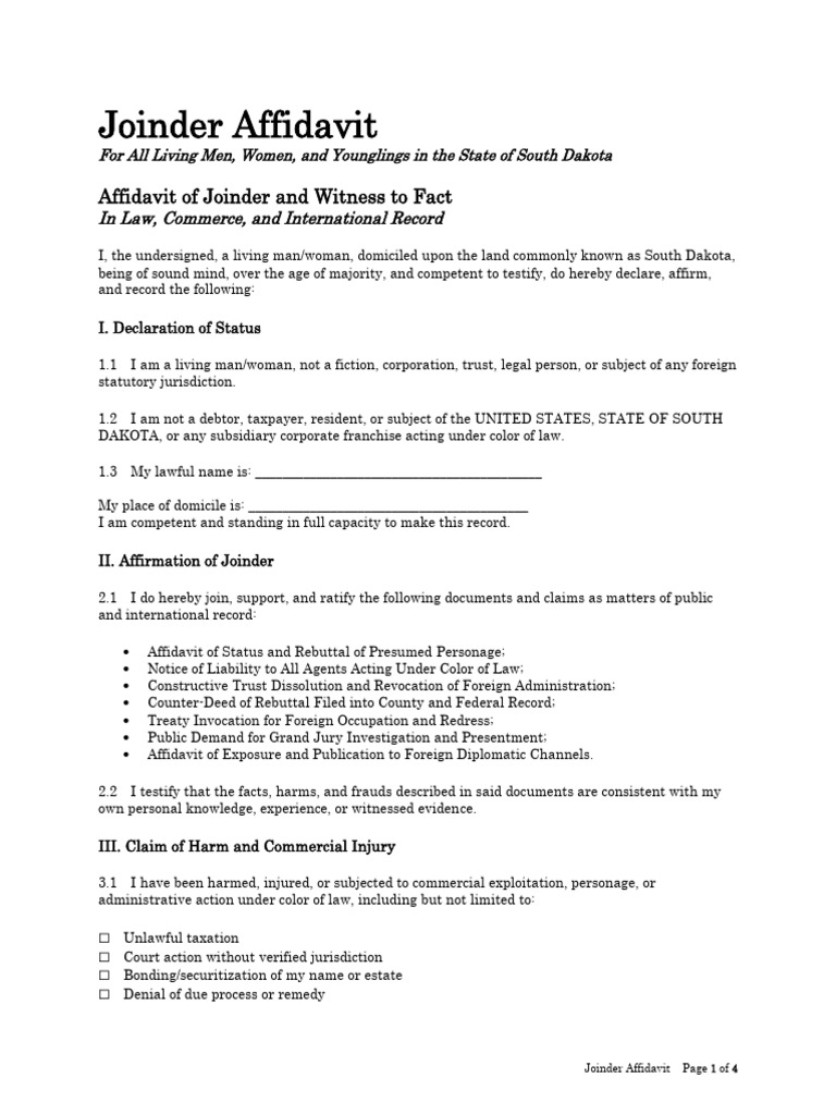 Joinder Affidavit For Public Execution | PDF | Affidavit | Common Law