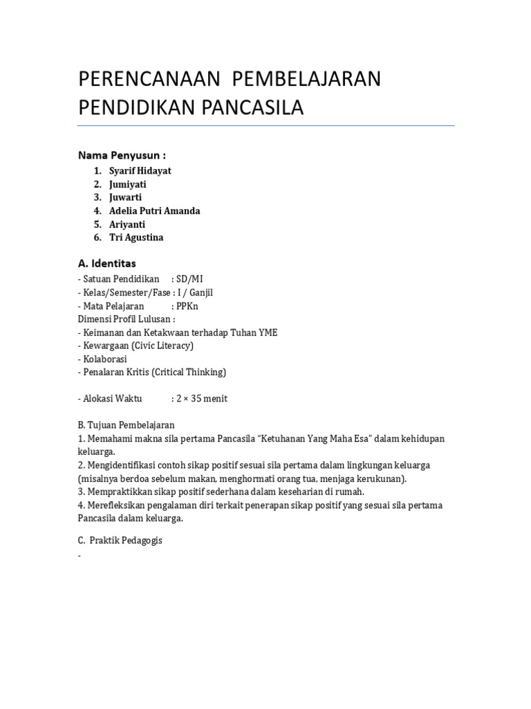 Modul Ajar DeepLearning Sila Pertama | PDF