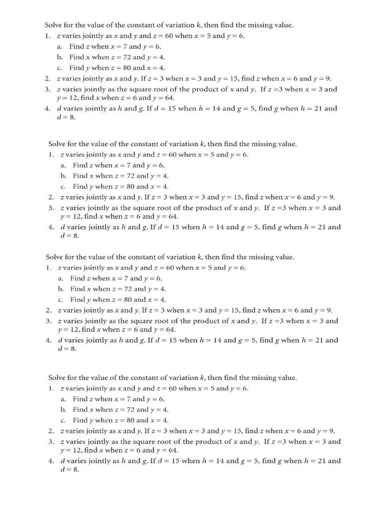 Joint Variation Activity | PDF