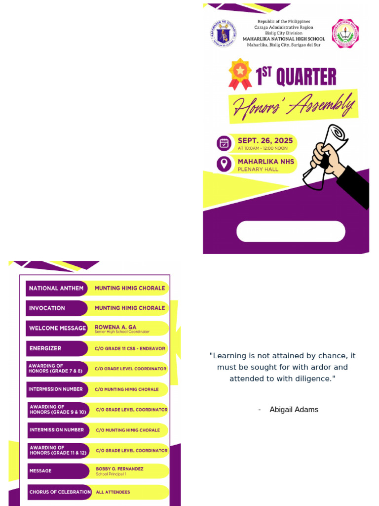 First Quarter Honors Recognition Program | PDF