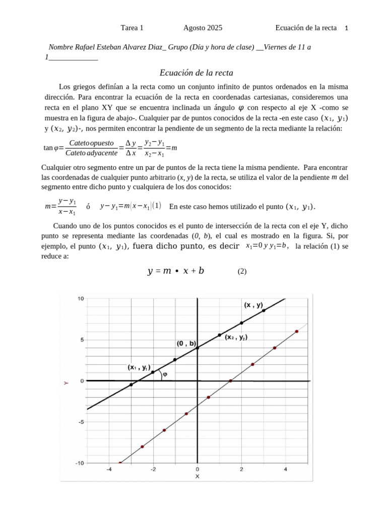 Ecuación de la Recta: Guía y Ejemplos | PDF | Pendiente | Línea (geometría)