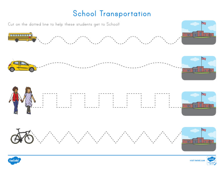 Us C 69 School Transportation Cutting Skills Activity Sheet Ver 2 | PDF