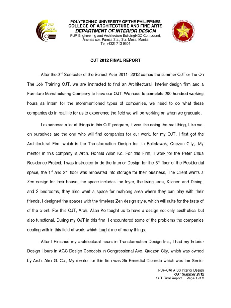 06 OJT Final Report | PDF | Interior Design | Home