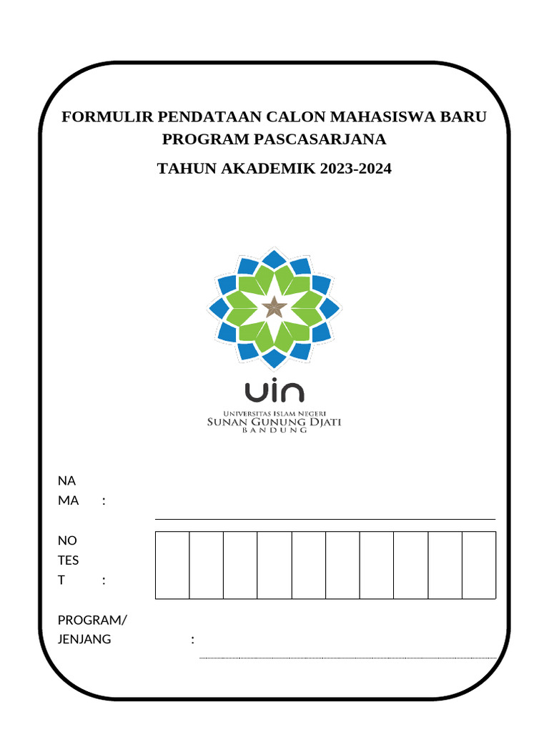 Formulir Pendataan Calon Mahasiswa Baru 2023 | PDF