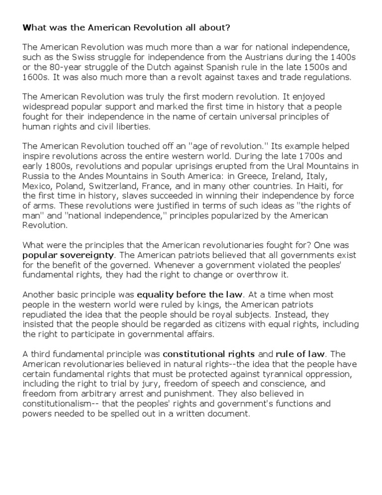 Key Principles of the American Revolution | PDF