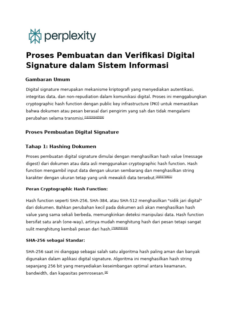 Proses dan Verifikasi Digital Signature | PDF