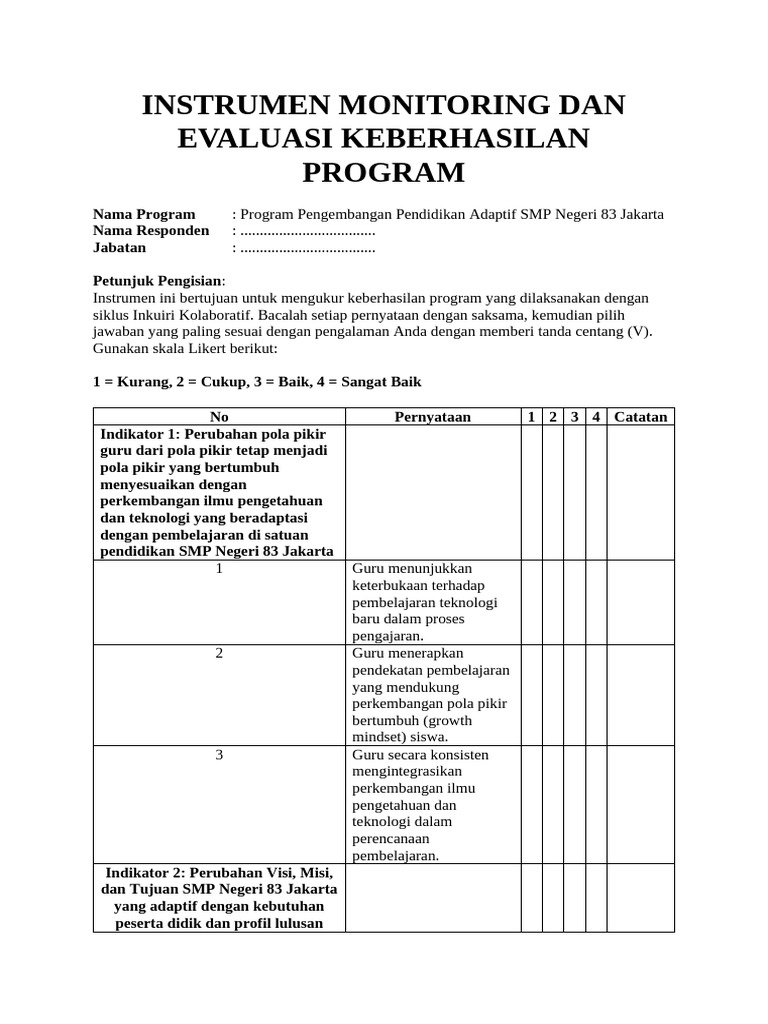 Instrumen Evaluasi Program Pendidikan | PDF