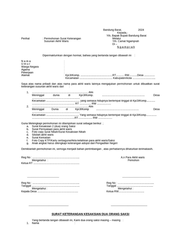 Form - Susunan Akhli Waris | PDF