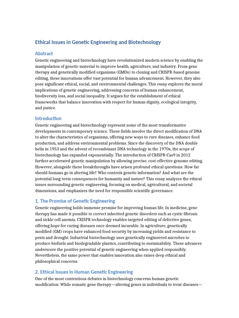 Ethical Challenges in Genetic Engineering | PDF | Genetic Engineering ...