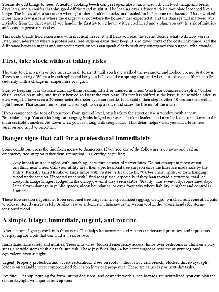 Emergency Tree Surgeon Tips: What To Do After A Storm 226297 | PDF ...