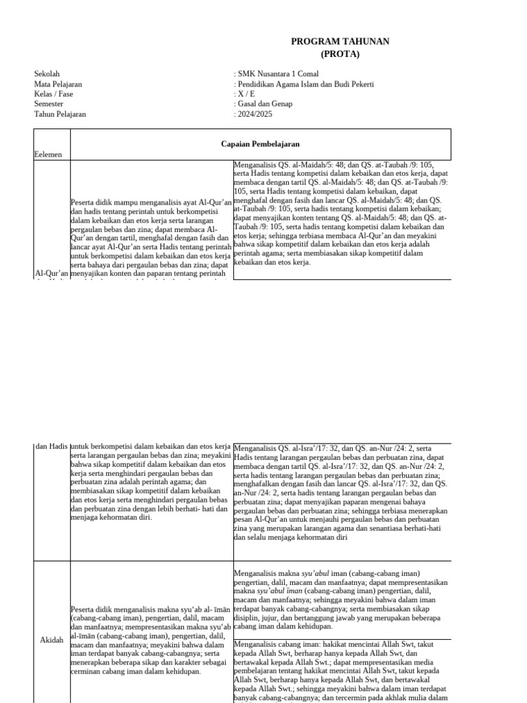 Prota Promes 24-25 | PDF