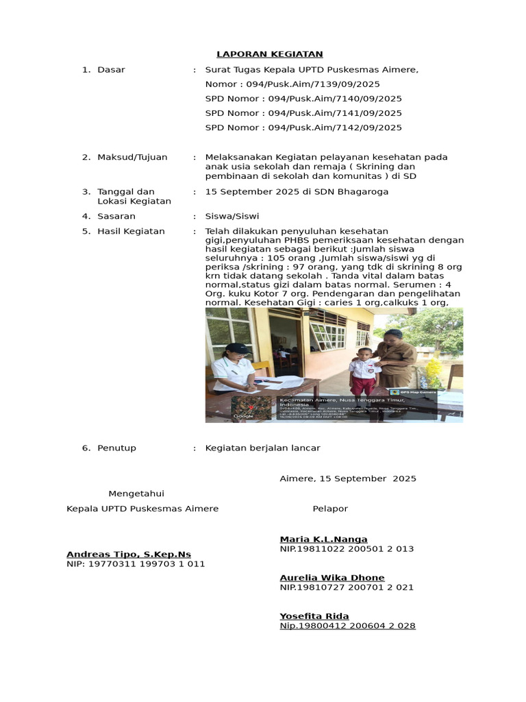 Laporan Kegiatan Bok Fita Rida | PDF