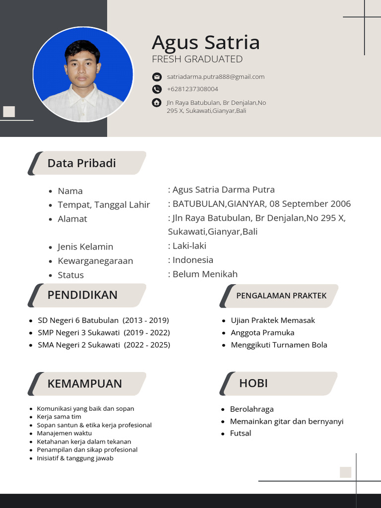 Agus Satria: Data Pribadi | PDF