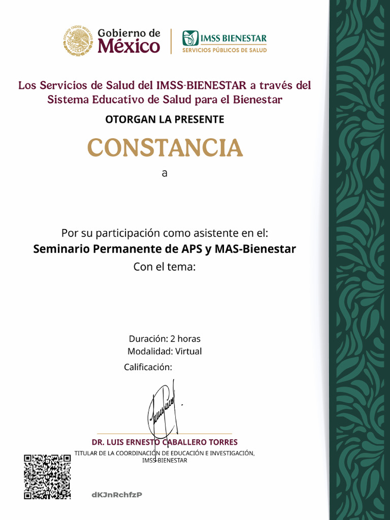 Seminario Permanente de APS Y MAS-Bienestar | PDF