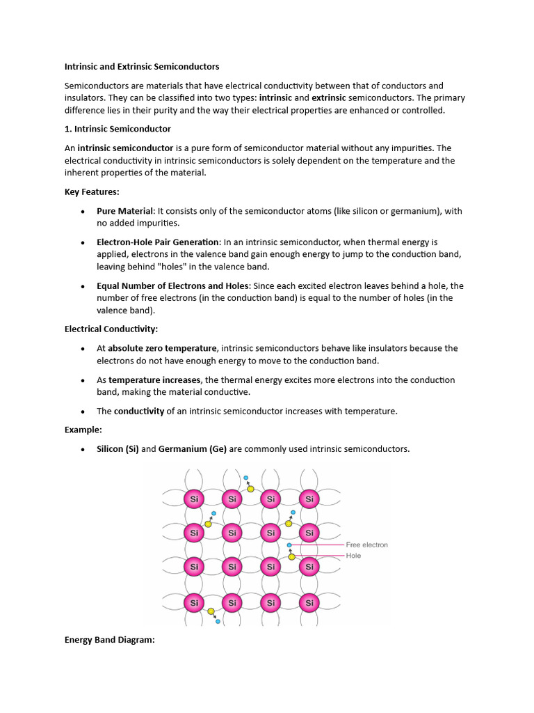Intrinsic vs Extrinsic Semiconductors | PDF | Semiconductors | Doping ...