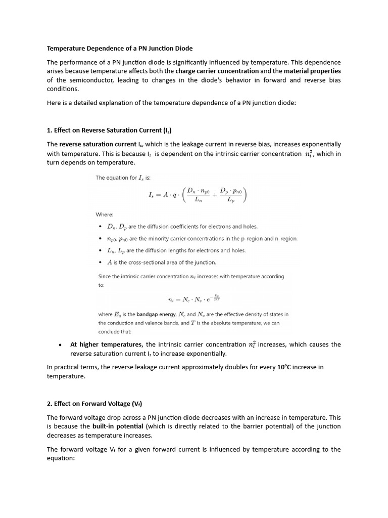 Temperature Effects on PN Junction Diodes | PDF | Diode | P–N Junction