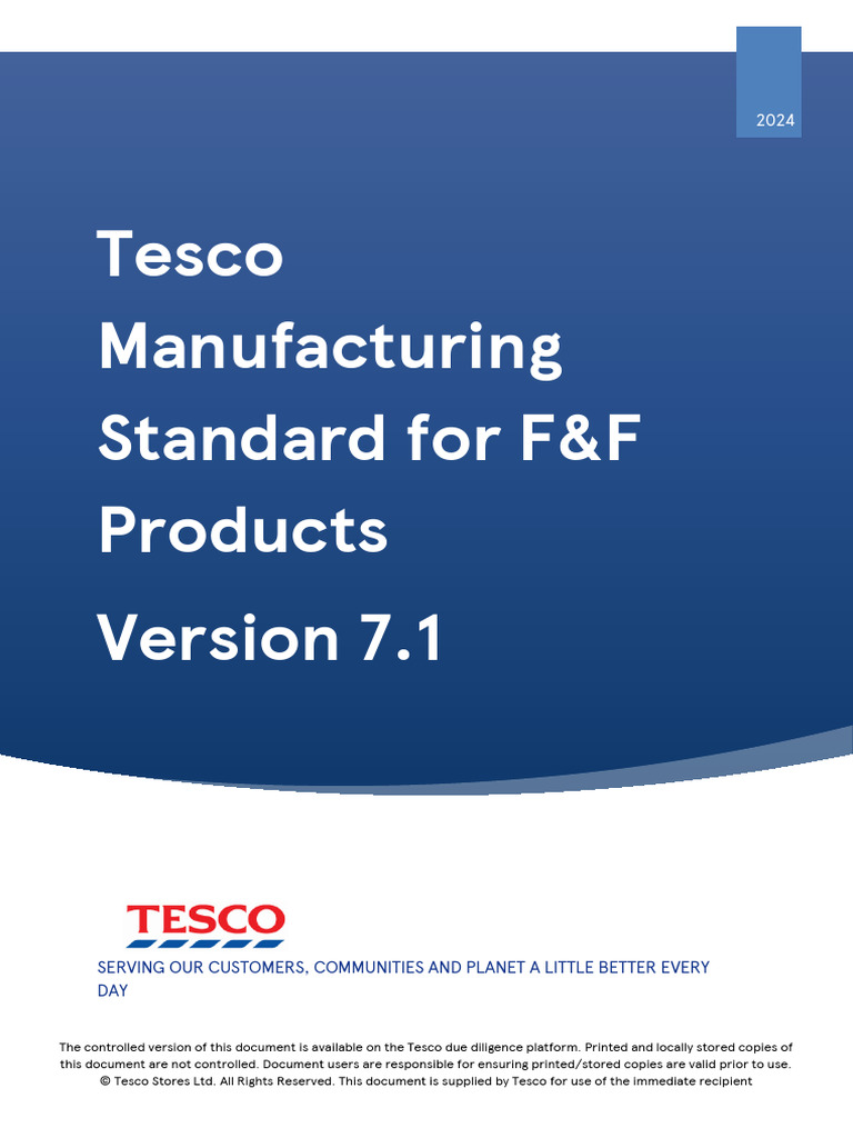 Tesco F&F Manufacturing Standard 2024 | PDF | Audit | Internal Audit