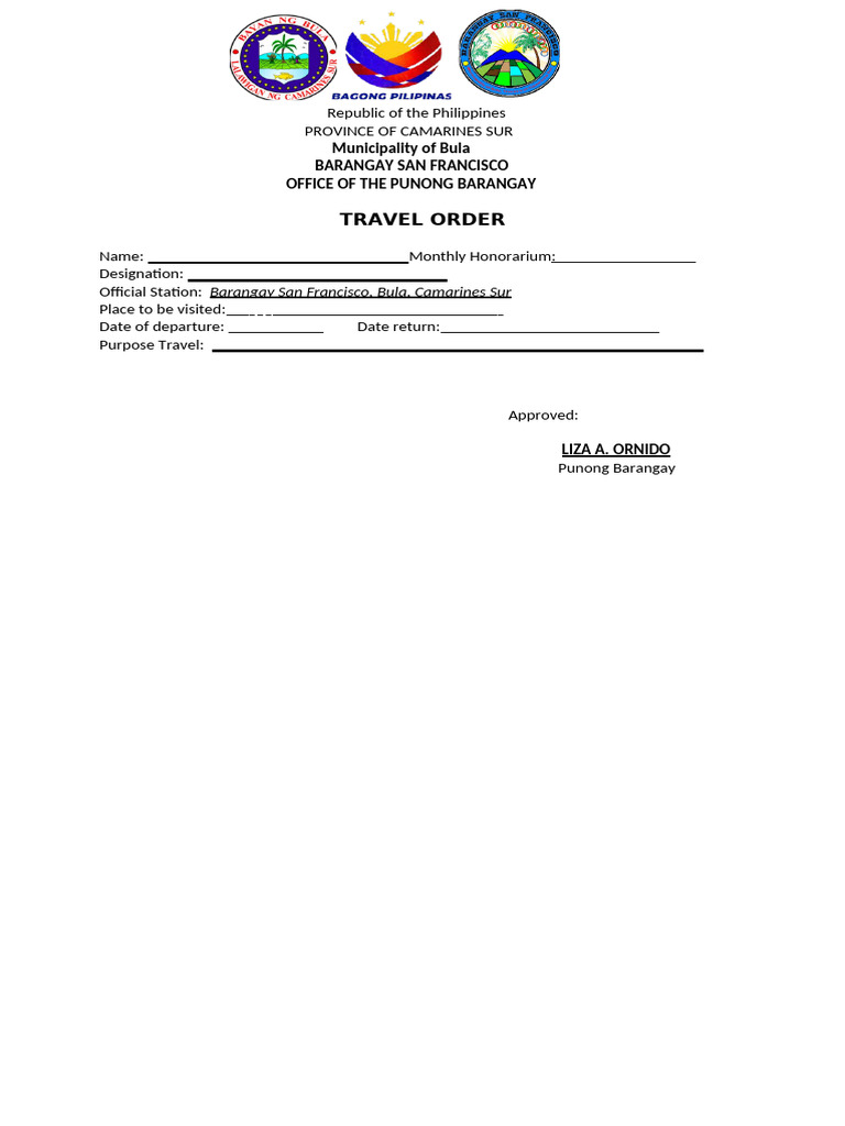 Travel Orders and Resolutions Bula CamSur | PDF