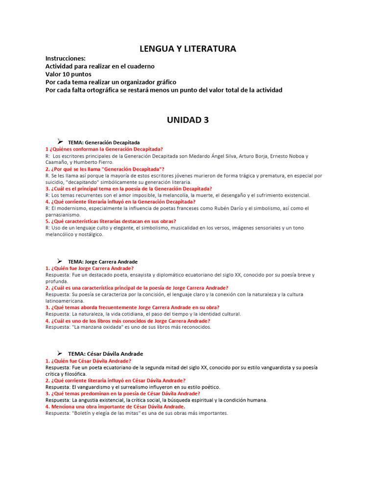 Actividad para 3ro Unidad 3 y 4 | PDF