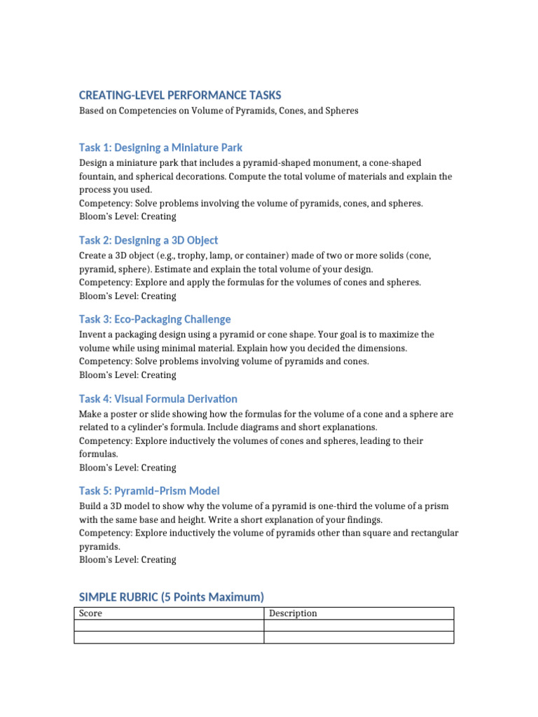 Creating Level Volume Tasks | PDF