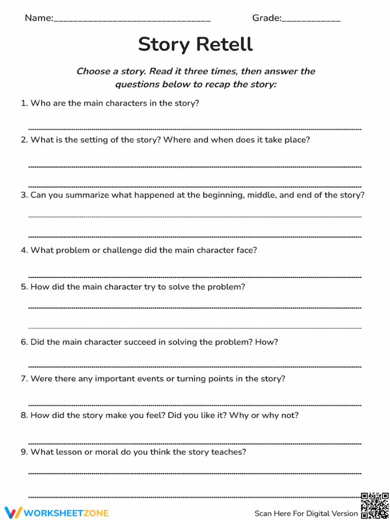 Story Retell Graphic Organizers Worksheet | PDF