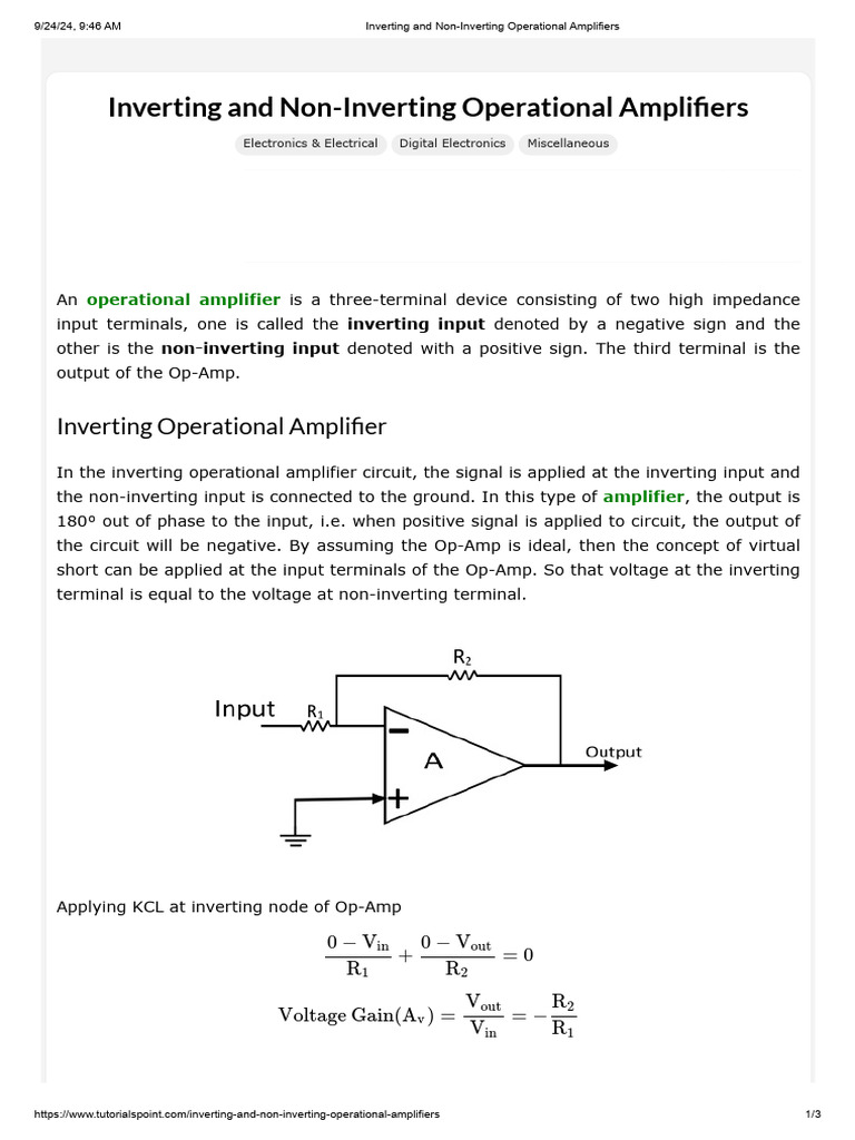 1 Inv Non Inv DC AC Slew | PDF | Operational Amplifier | Amplifier