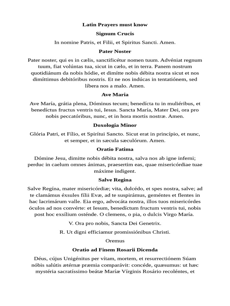 Latin Prayers Must Know | PDF