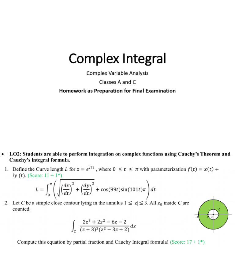 AVK - Tugas 1 Persiapan UAS - Complex Integral - Kelas A Dan C | PDF