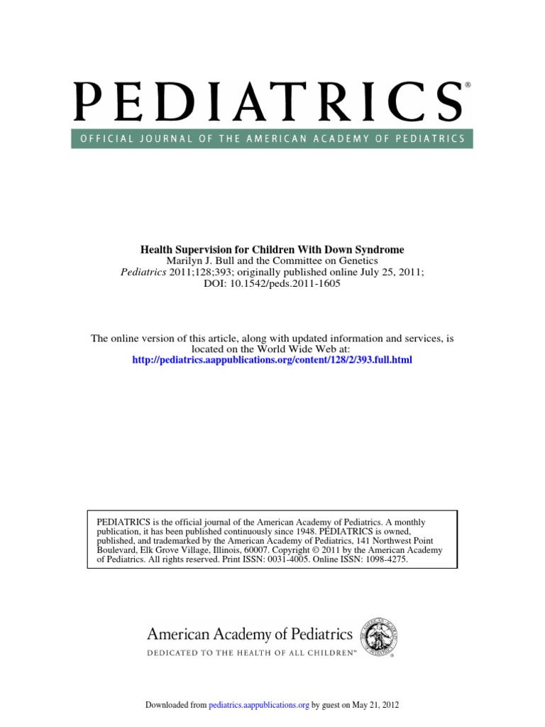 Health Guidelines Children Down Syndrome | PDF | Down Syndrome ...