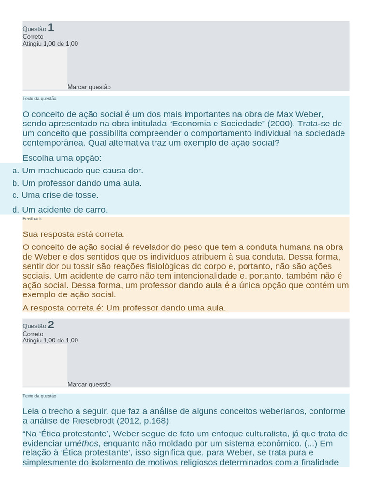 Ação Social e Ética Protestante em Weber | PDF | Max Weber | Sociologia