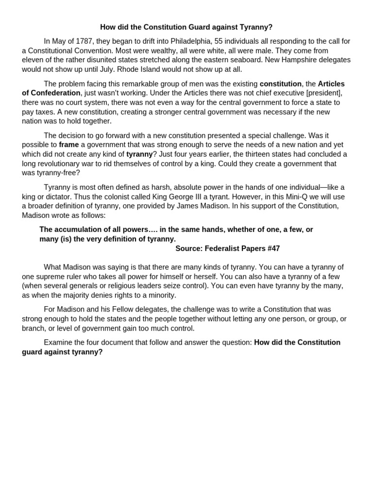 how_did_the_constitution_guard_against_tyranny | PDF | Article One Of ...