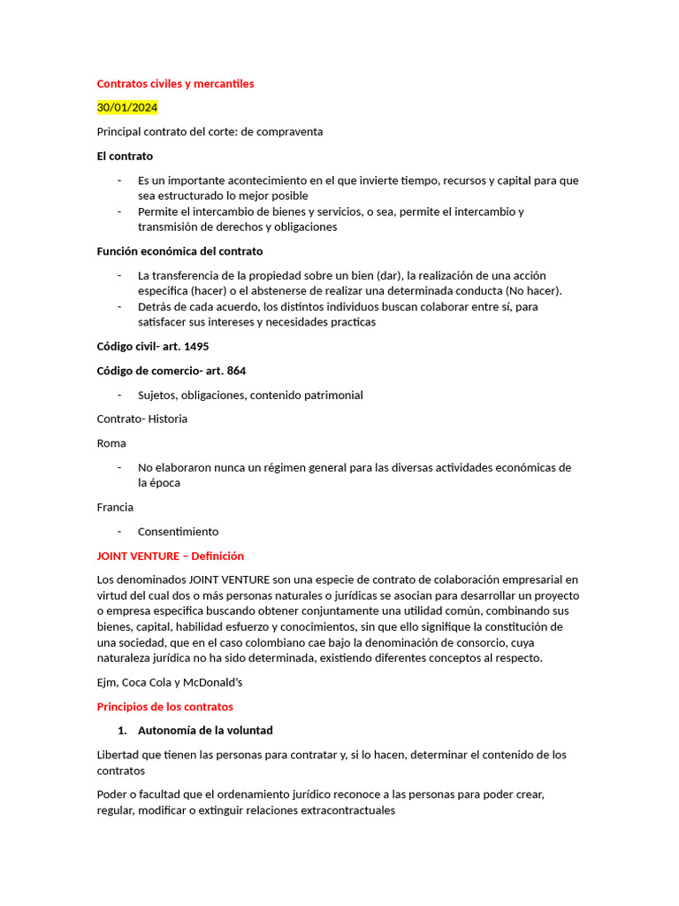 Contratos Civiles y Mercantiles: Guía PDF | PDF | Pagos