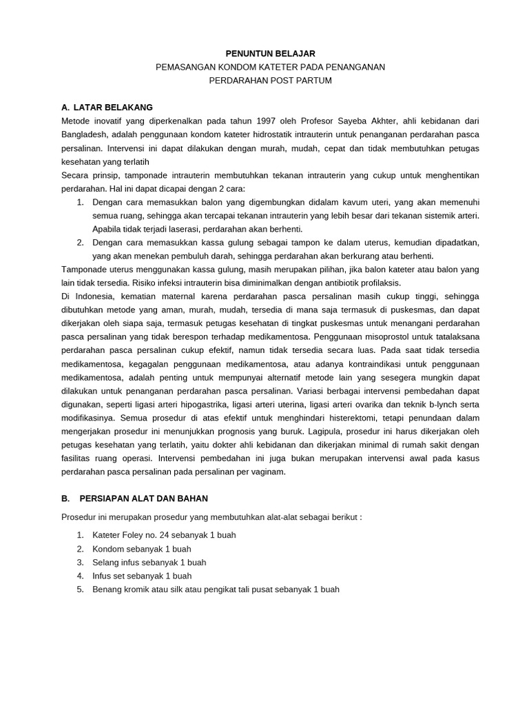 Cek List Kondom Kateter Penuntun Belajar | PDF