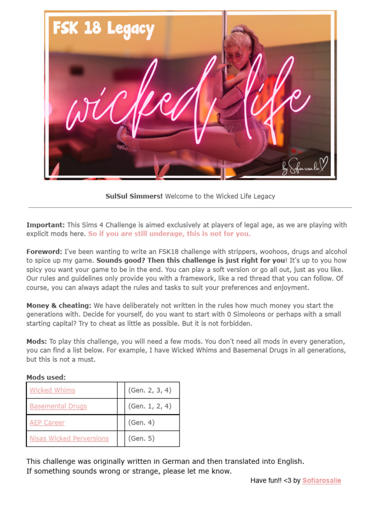Wicked Life Legacy Challenge Guide | PDF