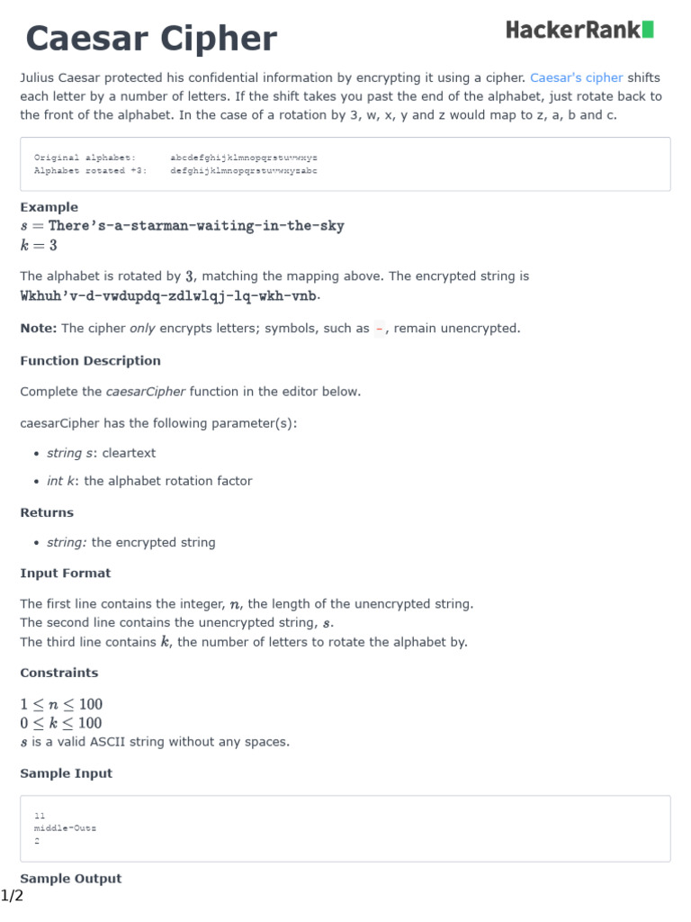 Caesar Cipher 1 English | PDF