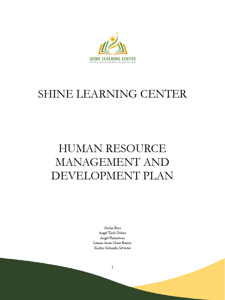 SHINE Learning Center HR Development Plan | PDF | Special Education ...
