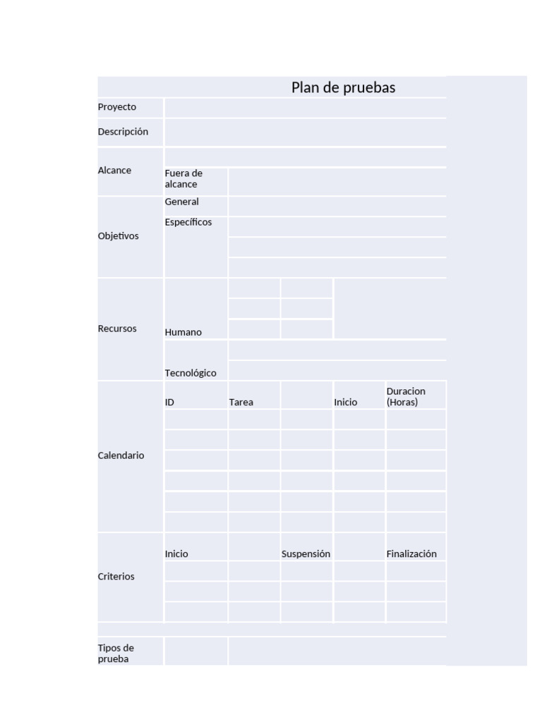 Guía S4 - Machote Resumen de Plan de Pruebas - STEM | PDF